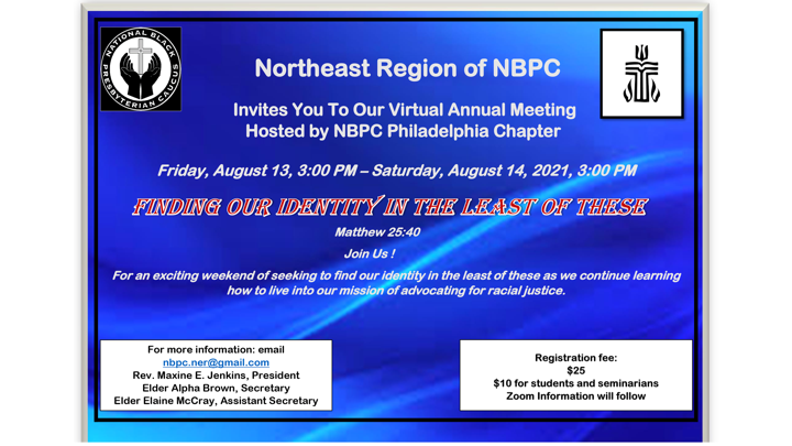 Northeast Region of NBPC • Virtual Annual Meeting| Friday, August 13-14 ...