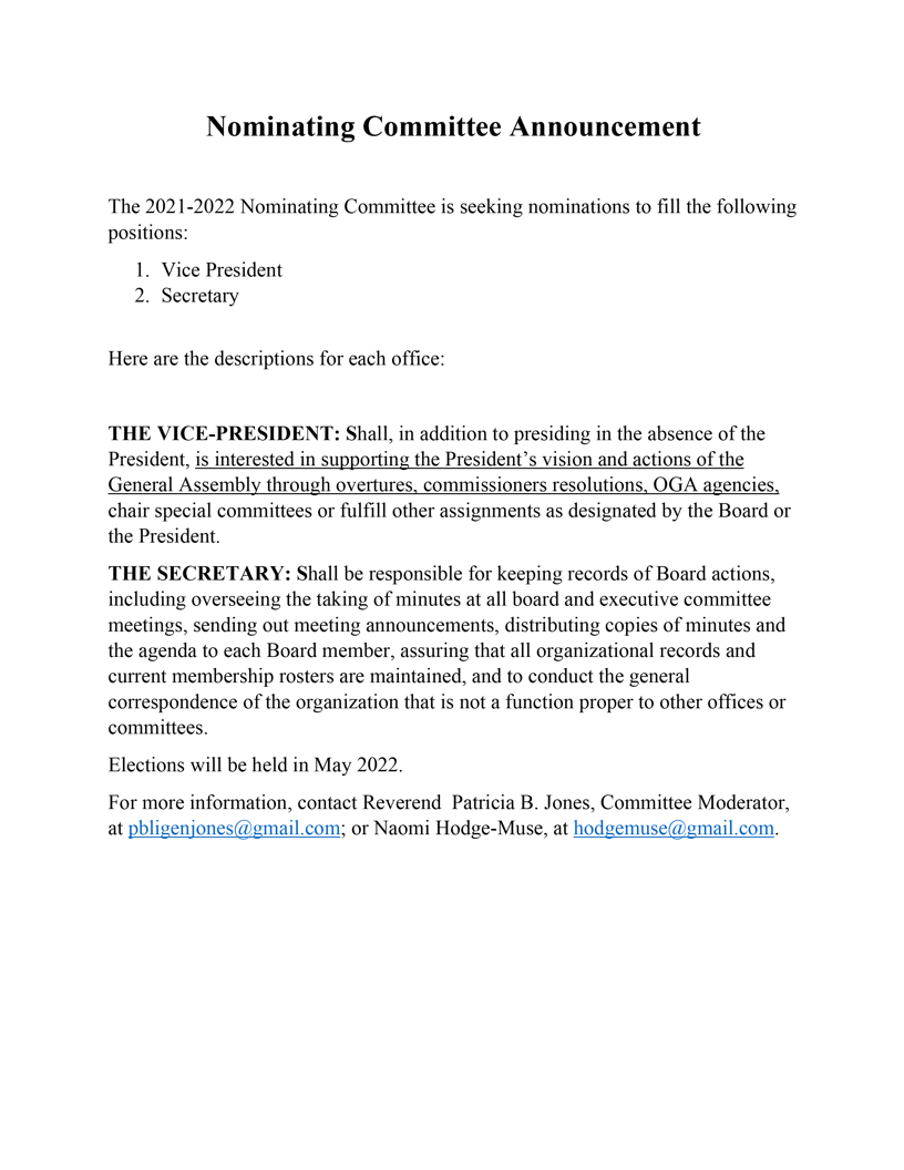 NBPC Nominating Committee Announcement • February 2022 - National Black ...